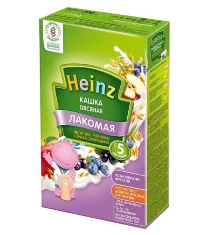 Детское питание каша Heinz Лакомая овсяная молочная яблоко, черника и ...