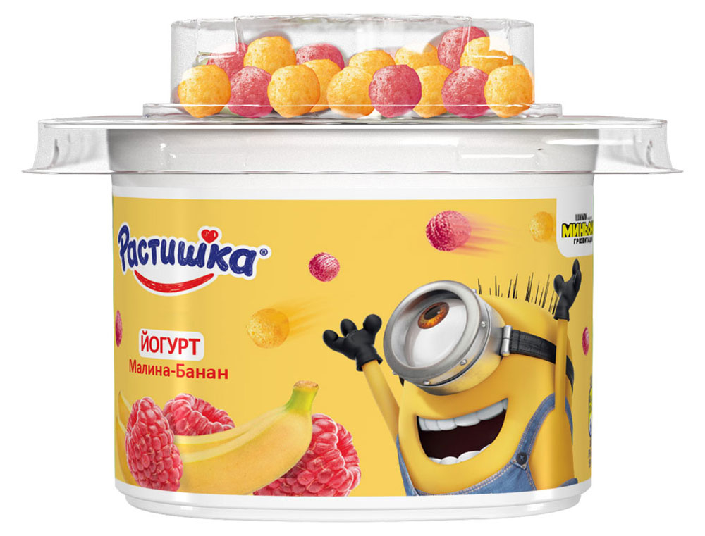 Йогурт Растишка малина-банан с рисовыми шариками 3% бзмж 114 г купить с ...